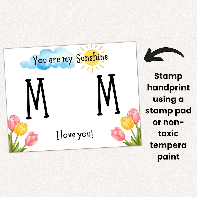 You Are My Sunshine Handprint Craft for Mom, Handprint Art Gift for Mom ...