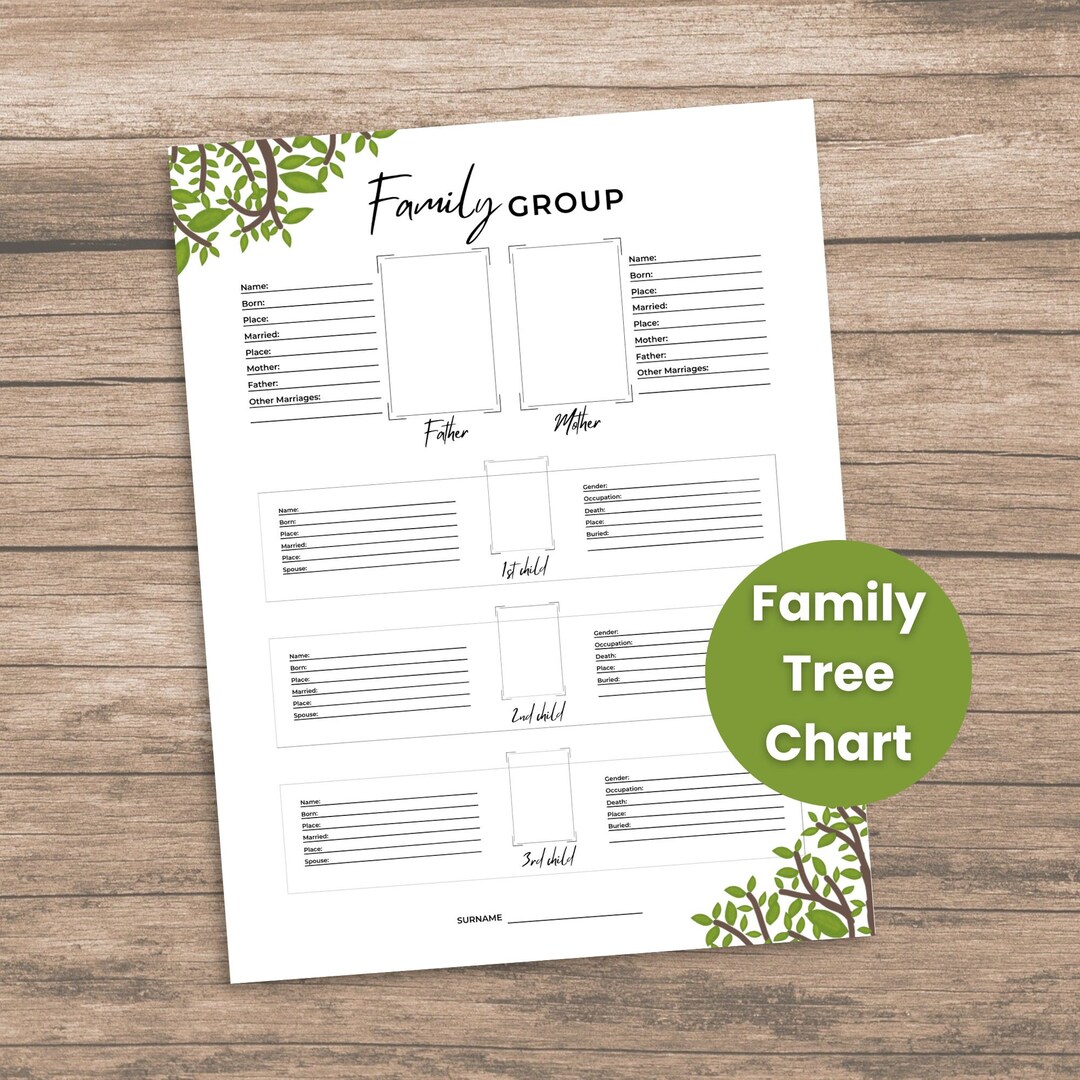 Family Tree Chart Editable Template, Family Tree Template, Family ...
