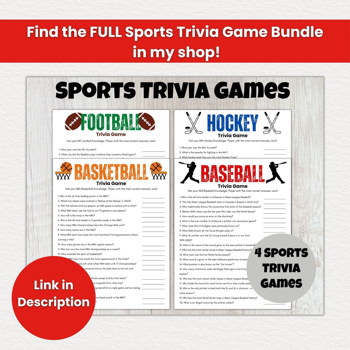 Baseball Trivia Game, Baseball Printable Game, Sports Trivia, Baseball ...