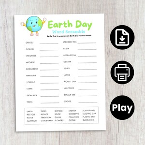 Earth Day Word Scramble Game, Earth Day Kids, Earth Day Activity, Earth ...