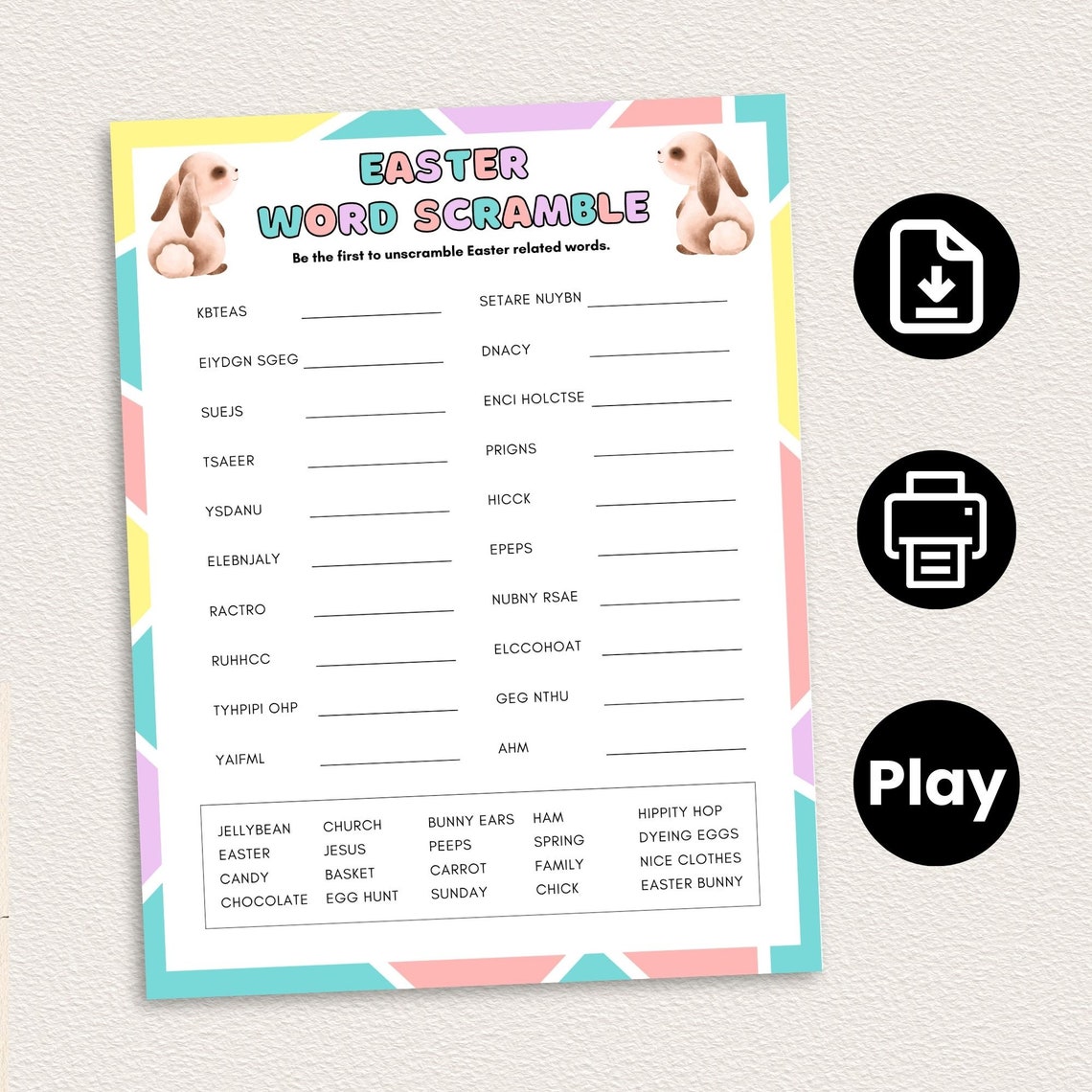 Easter Word Scramble Game, Printable Easter Game, Easter Game for Kids ...