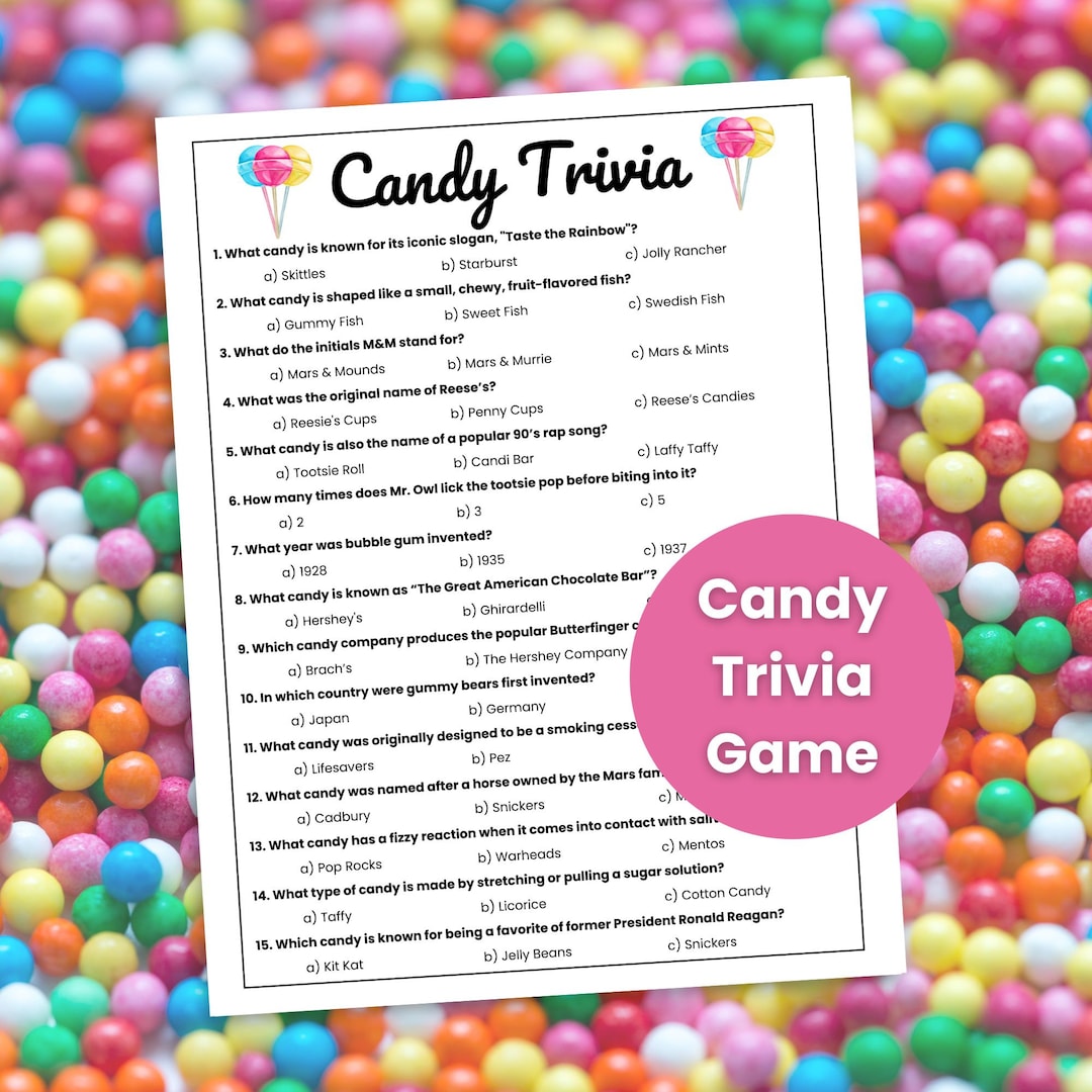 Candy Trivia Game, Printable Candy Trivia, Candy Game, Food Trivia ...