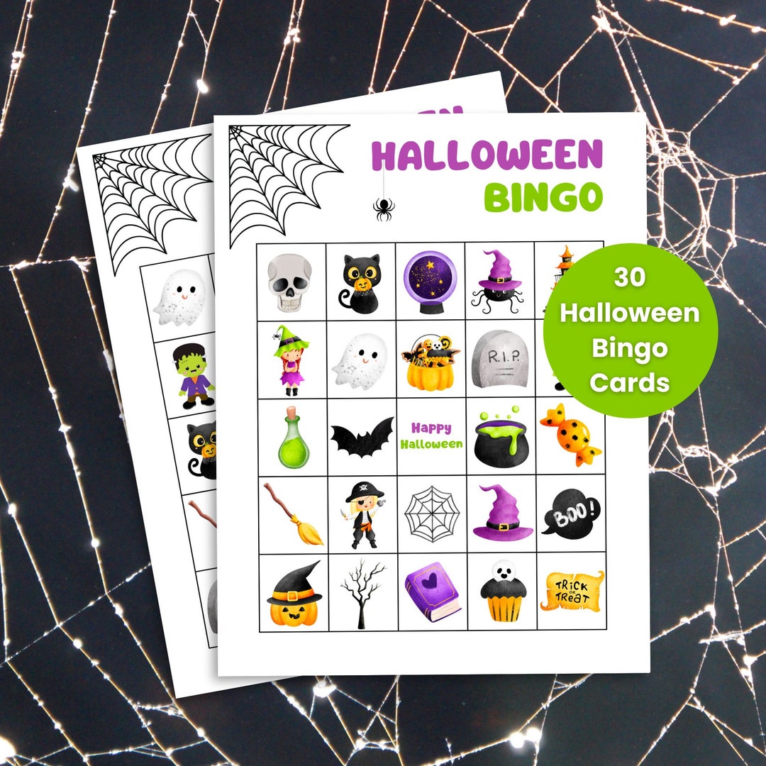 30 Halloween Bingo Cards, Halloween Party Games, Halloween Classroom ...