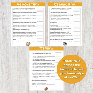 70s Trivia Game Bundle, 70s Music Trivia, 70s Movie Trivia, 70s Party ...