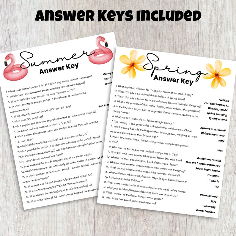 Seasonal Trivia Game Bundle, the Four Seasons Trivia Games, Winter ...