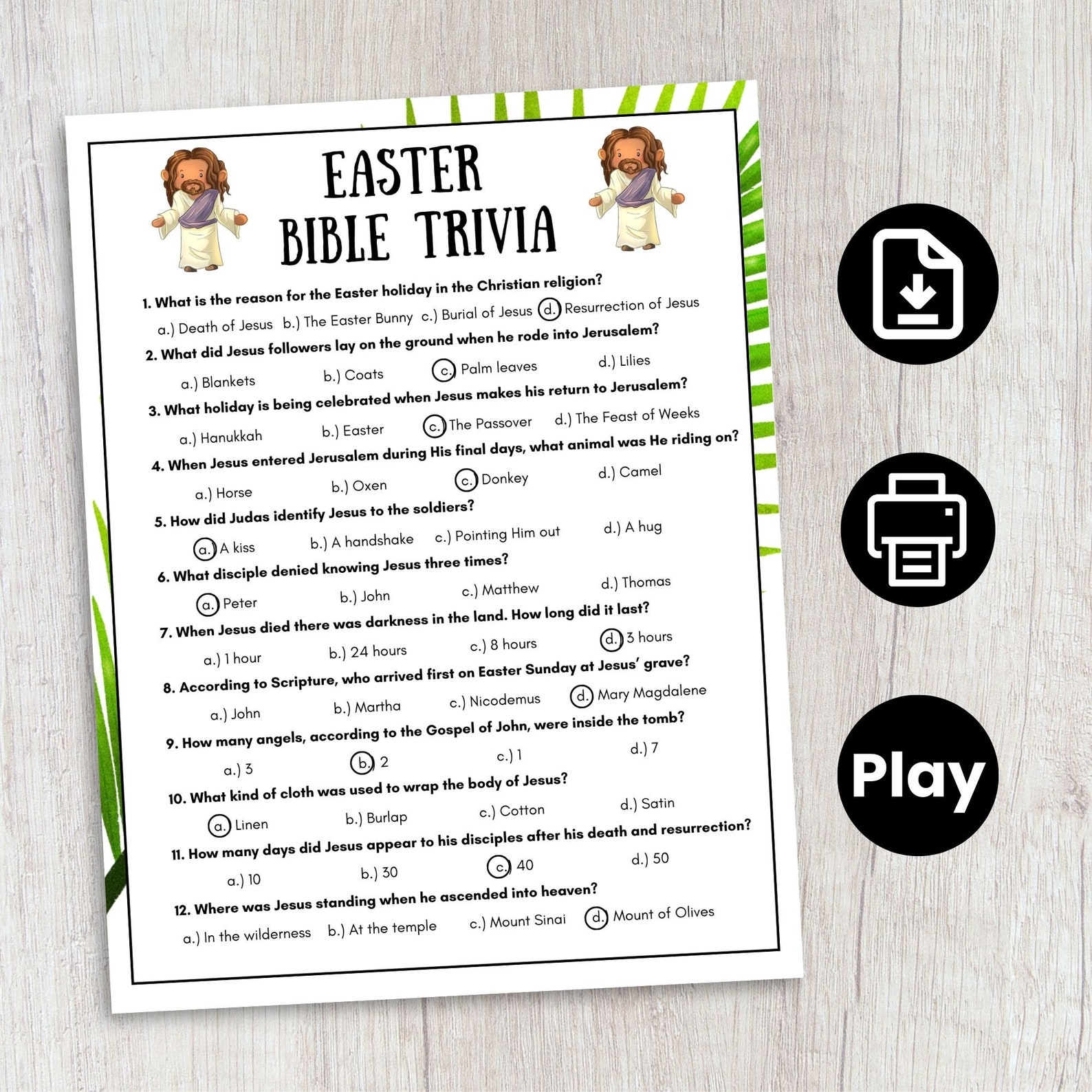 Easter Bible Trivia Game Printable, Christian Easter Games, Sunday ...