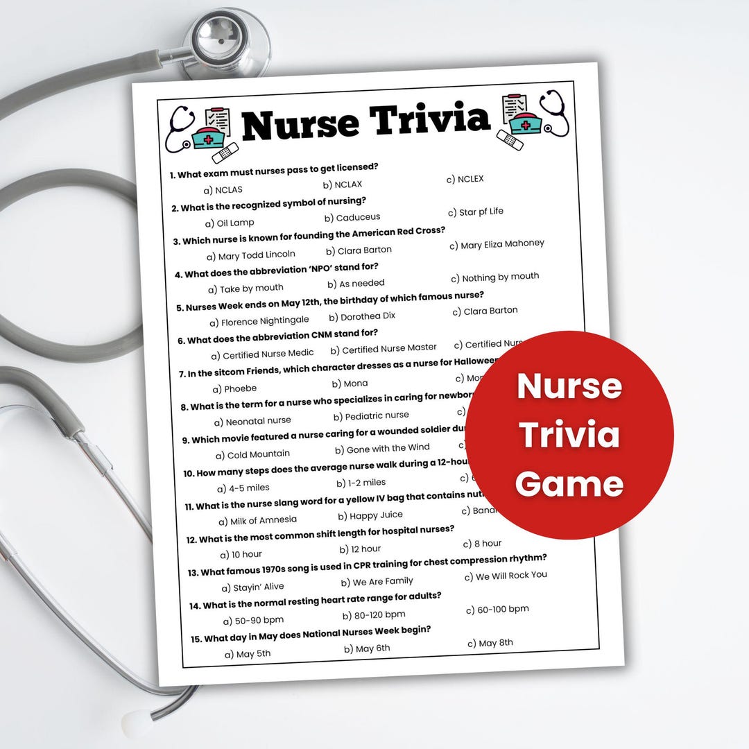 Nurse Trivia Game, Nurse Themed Games, Healthcare Trivia, Nurses Week ...