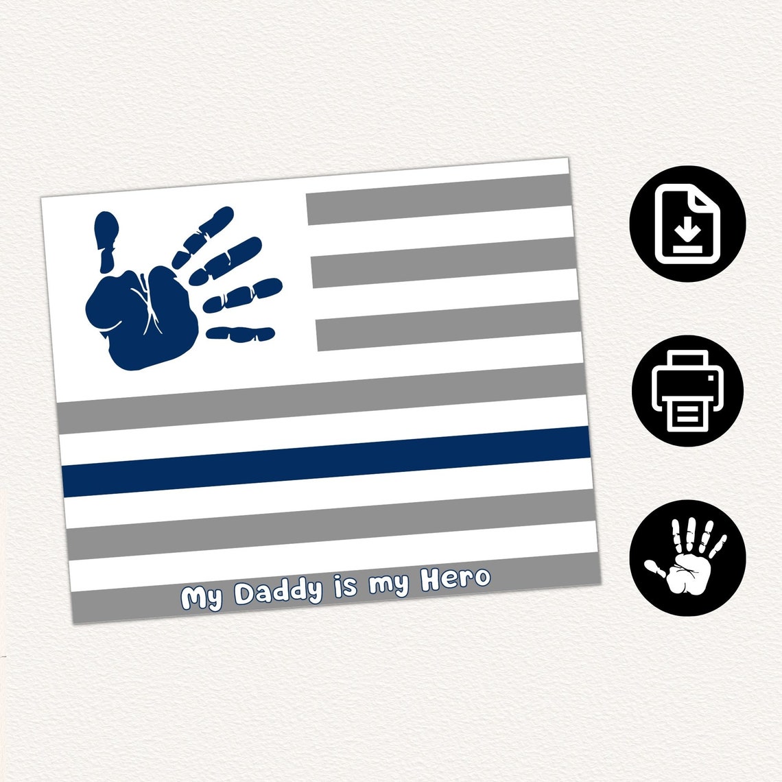 Police Officer Gift for Dad, Dad Handprint Art, Dad Gift From Kids ...