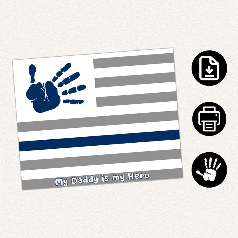 Police Officer Gift for Dad, Dad Handprint Art, Dad Gift From Kids ...