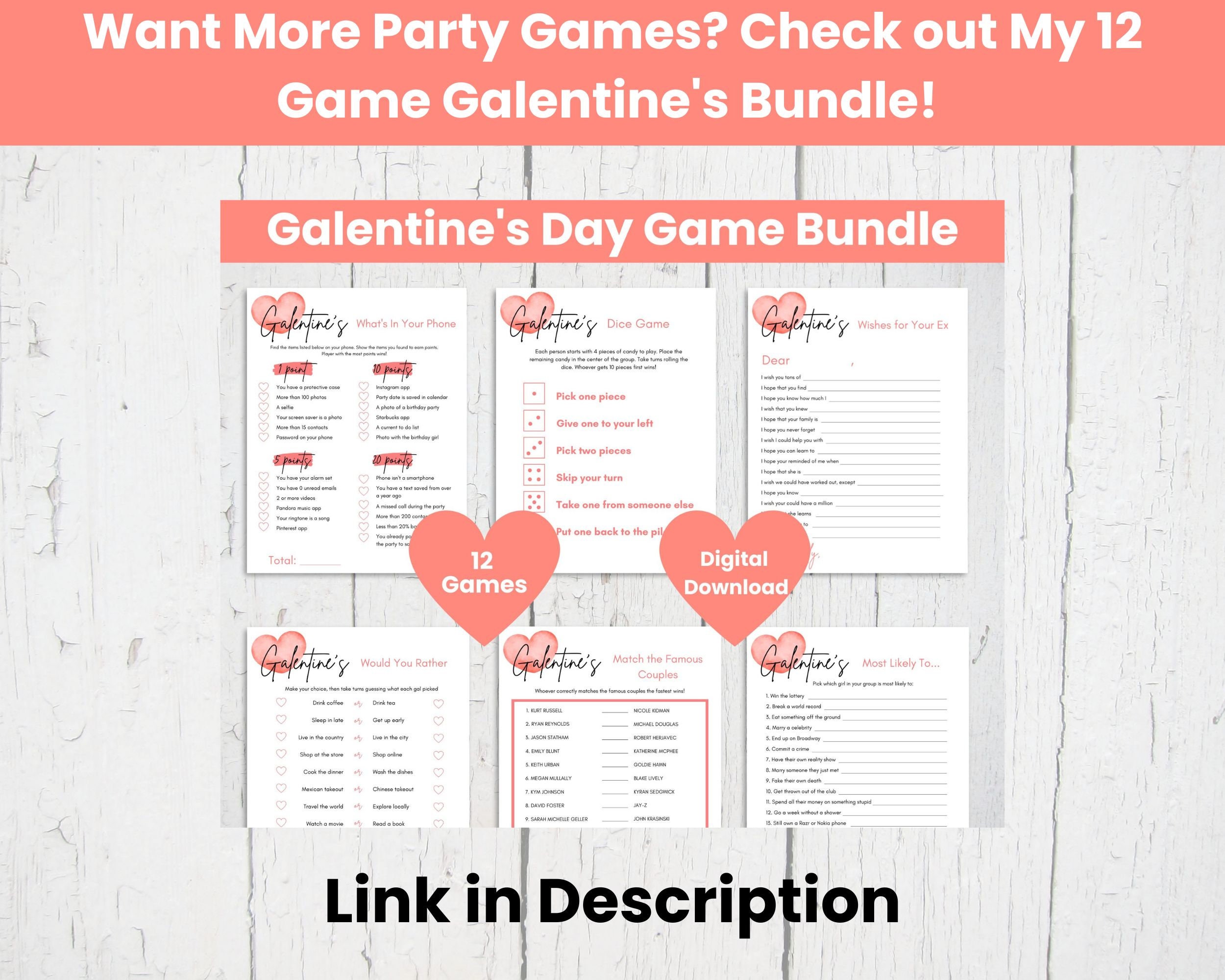 7 Galentines Day Party Games, Girls Night in Games Printable, Hen Party ...