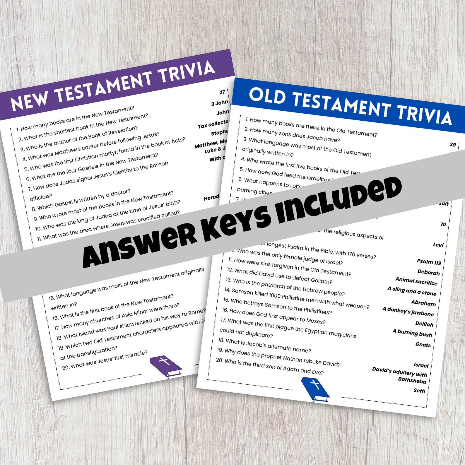 Bible Trivia Games Bundle, New Testament Trivia, Old Testament Trivia ...