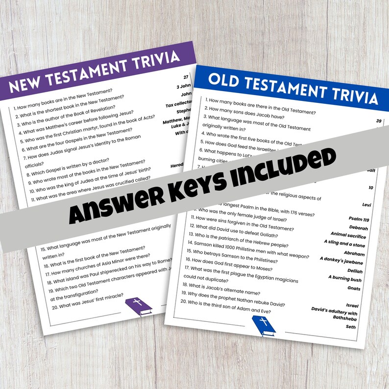 Bible Trivia Games Bundle, New Testament Trivia, Old Testament Trivia ...