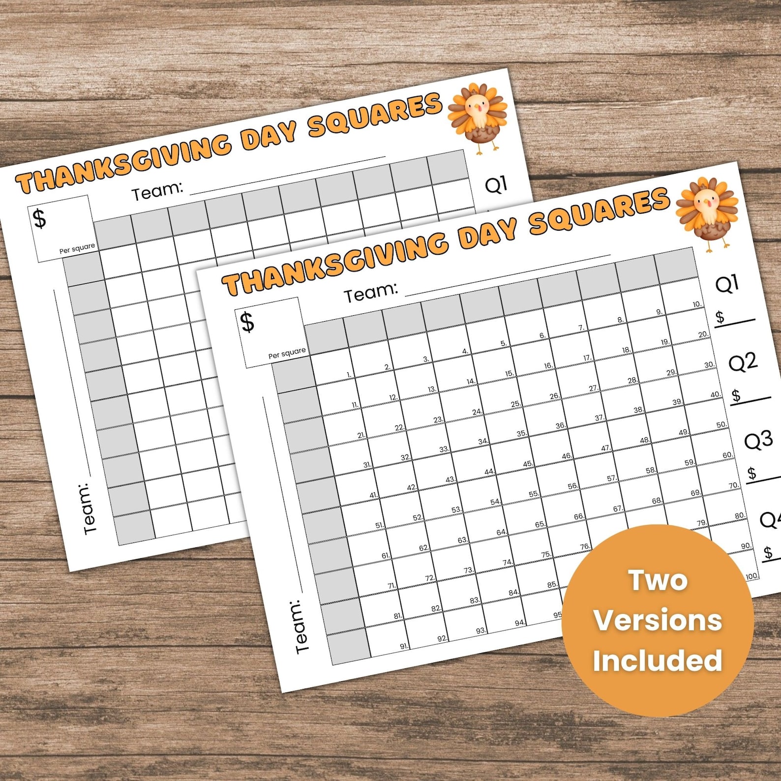 Thanksgiving Day Squares Game, Football Squares Game, Football Betting ...