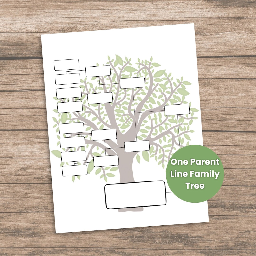 One Parent Line Family Tree 4 Generation, Editable Family Tree Template ...
