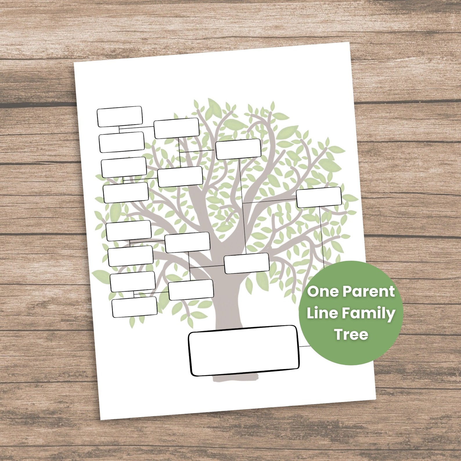 One Parent Line Family Tree 4 Generation, Editable Family Tree Template ...