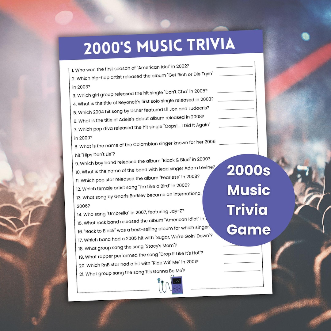 2000s Music Trivia Game, 2000s Nostalgia, 2000s Party Game, Decades ...