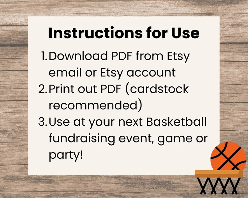 Basketball Squares Game Printable Basketball Fundraiser - Etsy