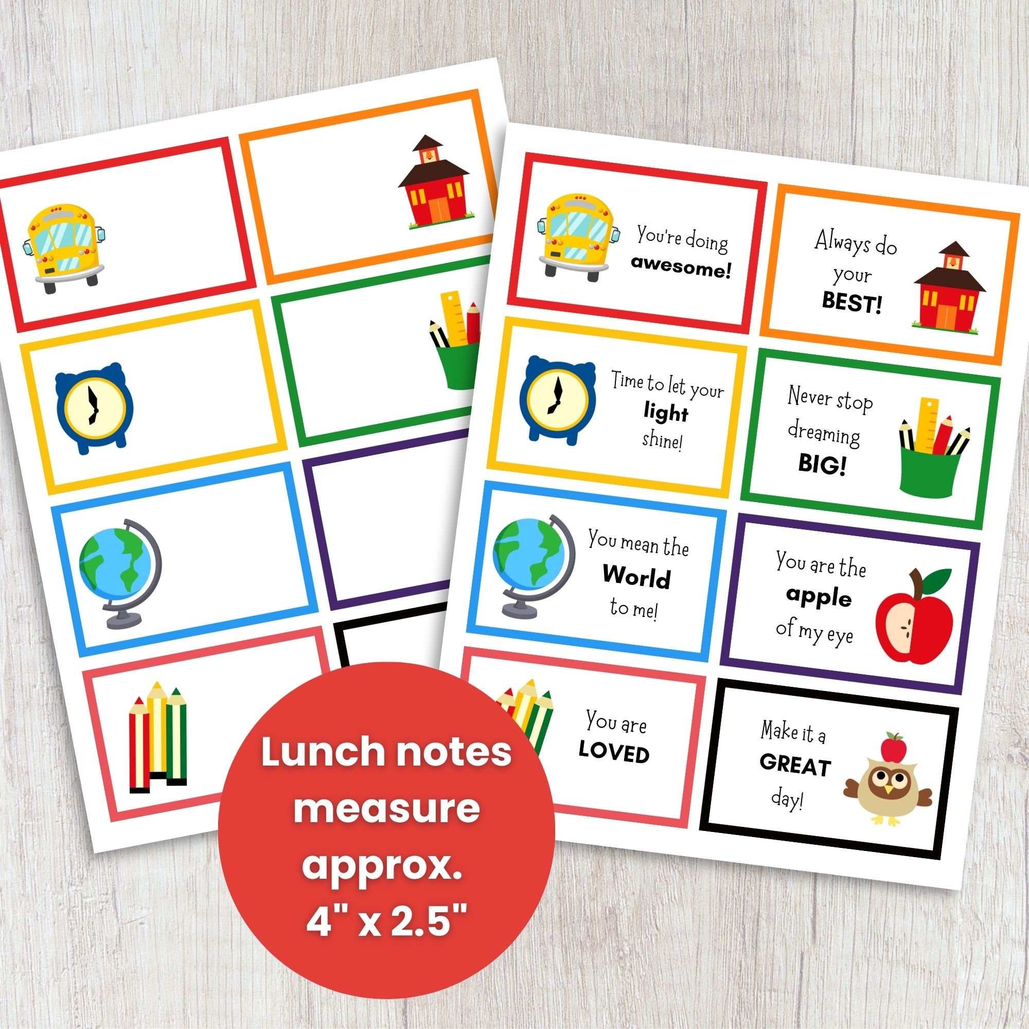 Lunch Box Notes for Kids, Editable Lunch Notes, Lunchbox Notes ...