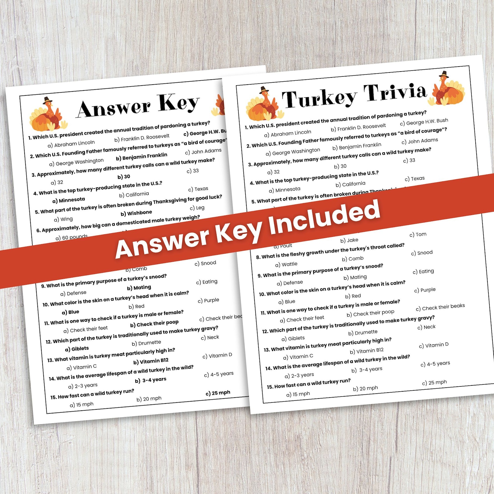 Turkey Trivia Game, Turkey Printable, Turkey Game, Thanksgiving Trivia ...