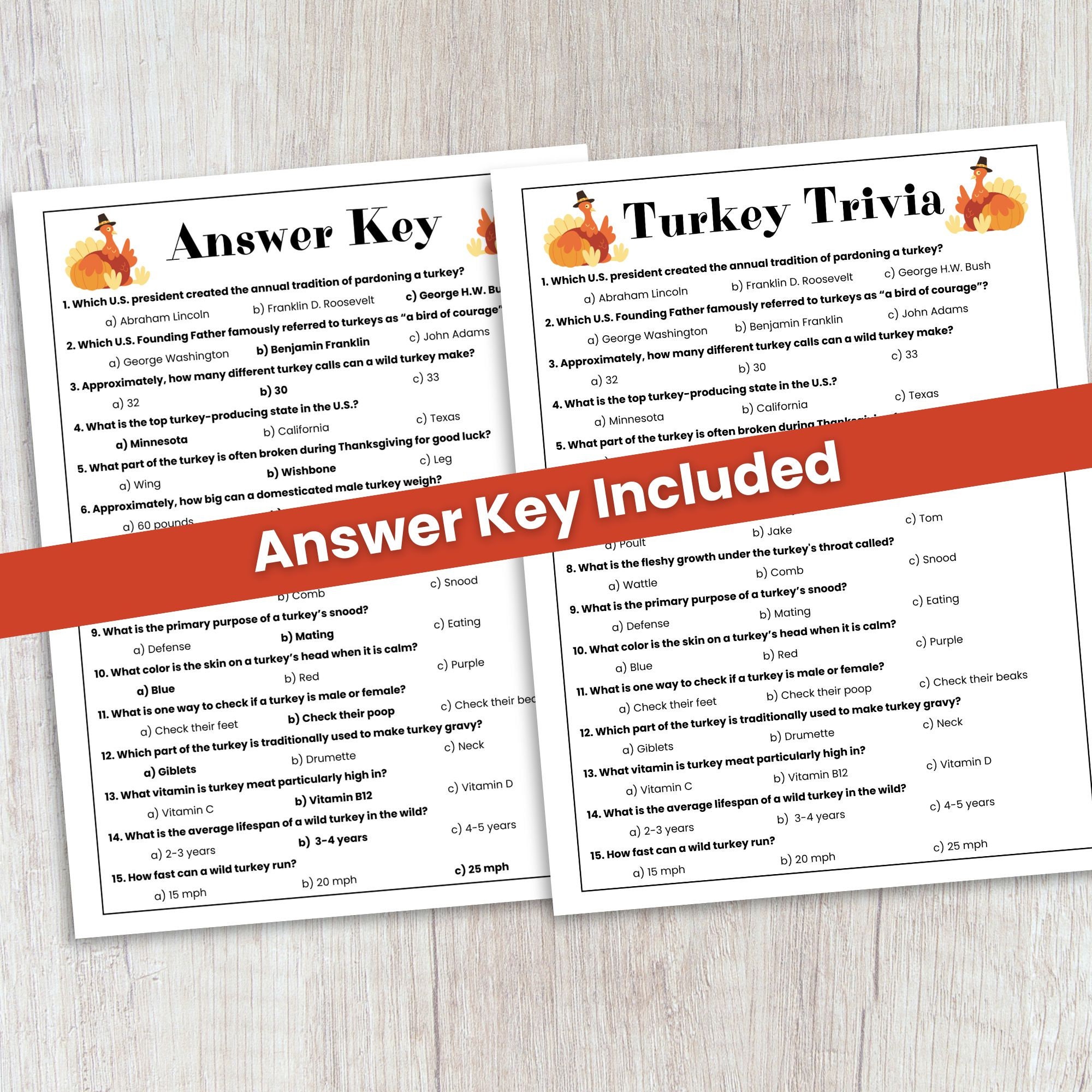 Turkey Trivia Game, Turkey Printable, Turkey Game, Thanksgiving Trivia ...