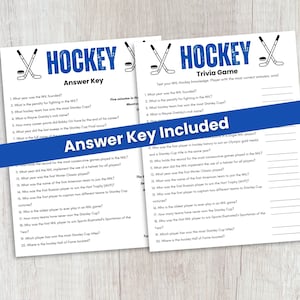 Hockey Trivia Game, Hockey Printable Game, Sports Trivia, Trivia ...
