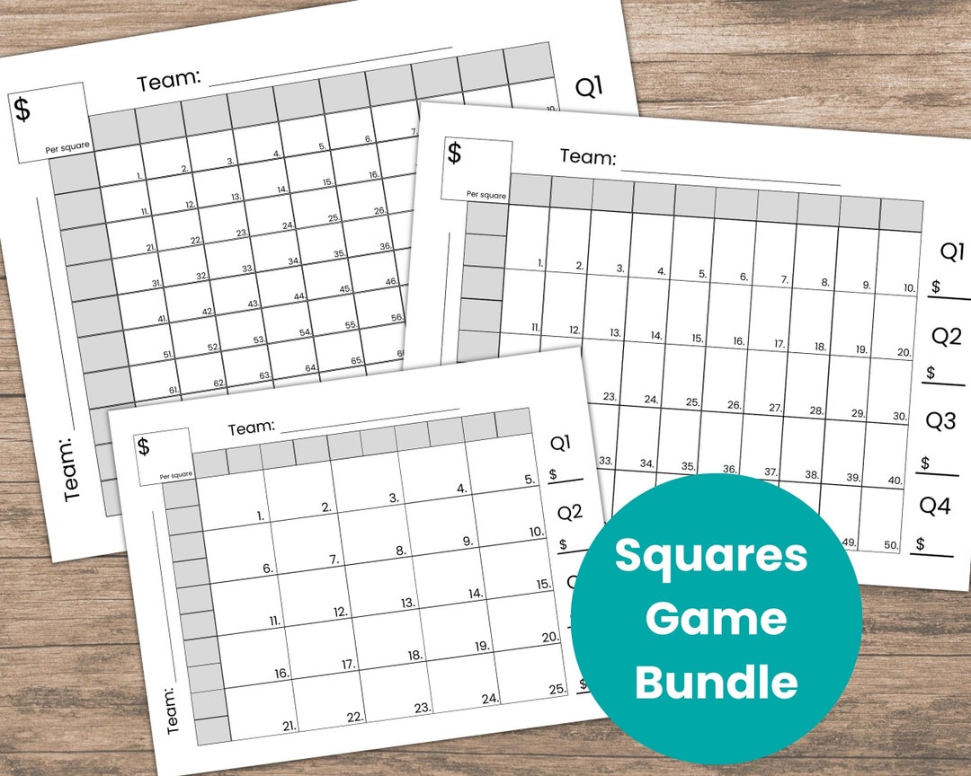 Squares Game Blank Template Bundle Including 100 Squares Grid - Etsy