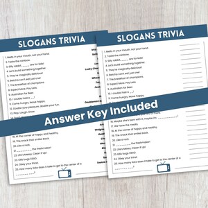 Slogans Trivia Game, TV Commercial Trivia, Trivia Game for Kids and ...