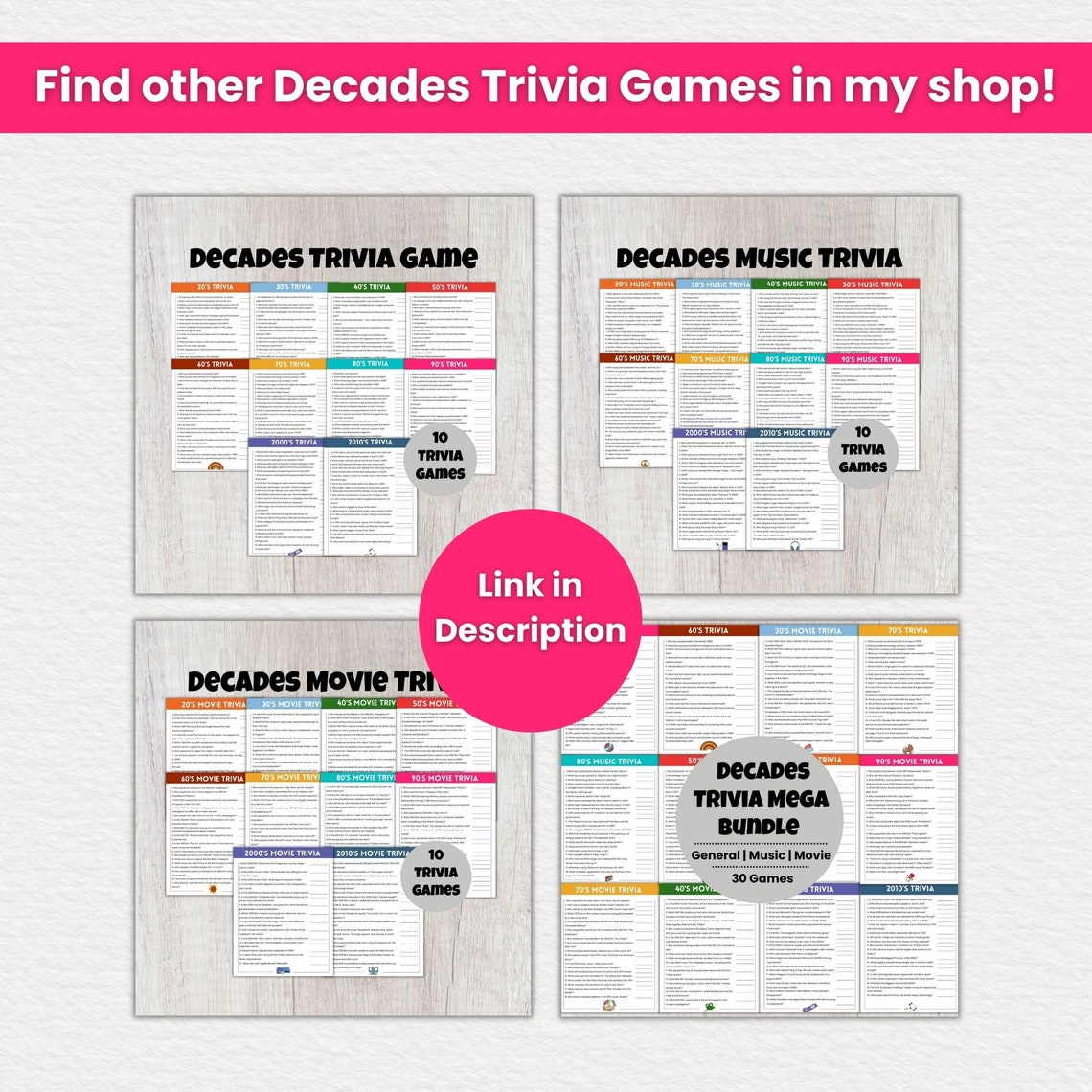 90s Trivia Game Bundle, 90s Music Trivia, 90s Movie Trivia, 90s Party ...