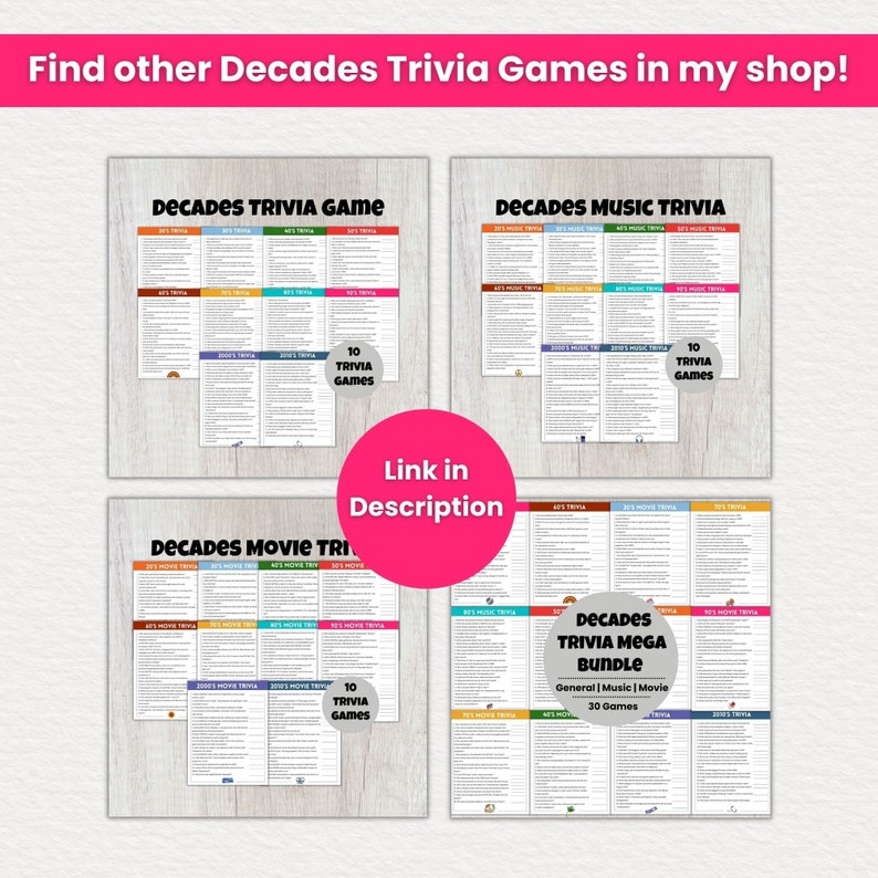 90s Trivia Game Bundle, 90s Music Trivia, 90s Movie Trivia, 90s Party ...