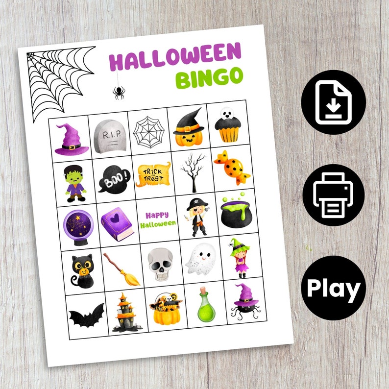 30 Halloween Bingo Cards, Halloween Party Games, Halloween Classroom ...