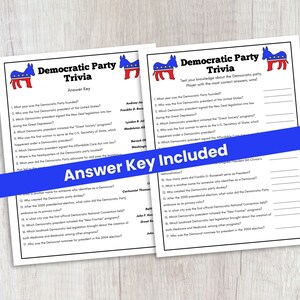 Democratic Party Trivia Game, 2024 Election Game, Election Party Game ...