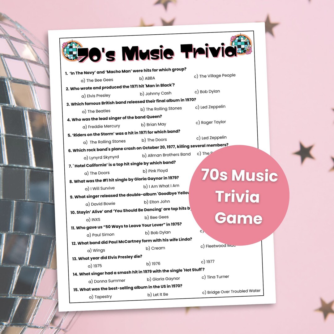 70s Music Trivia Game, 70s Party Game, 70s Trivia, Decades Trivia ...