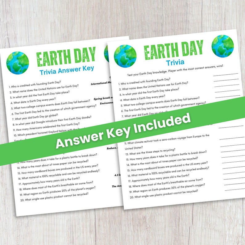 Earth Day Trivia for Teens and Adults, Earth Day Activity, Earth Day ...