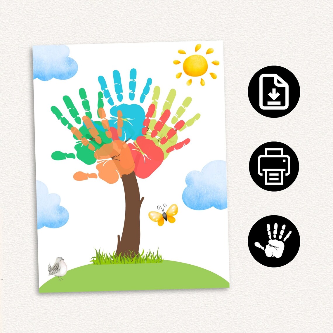 Family Tree Handprint Craft for Kids, Handprint Keepsake Gift ...