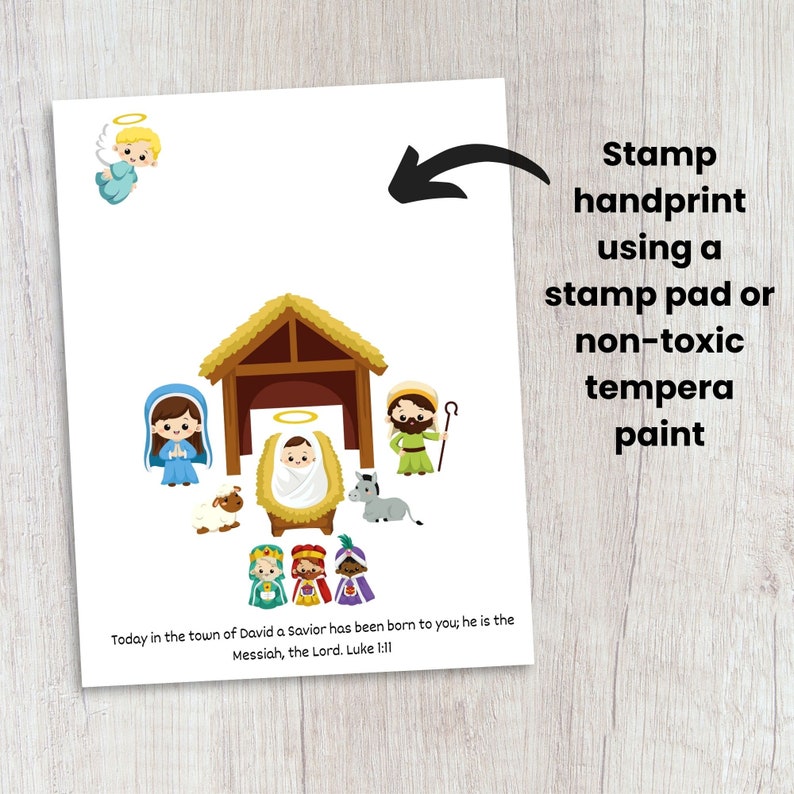 Nativity Scene Printable Handprint Art, Christmas Sunday School Craft ...