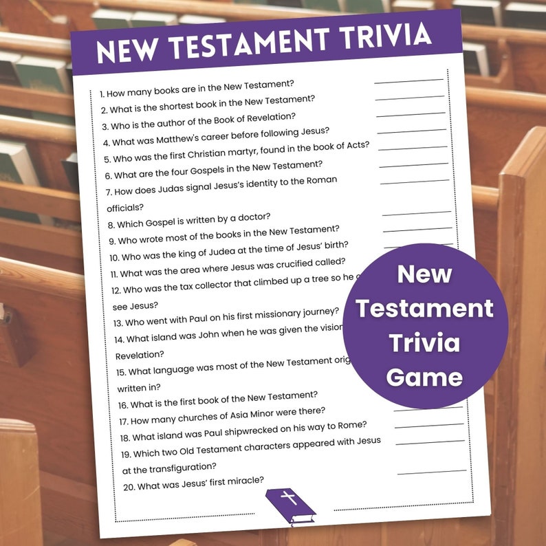 New Testament Bible Trivia Game, Bible Game for Adults, Bible Game for ...