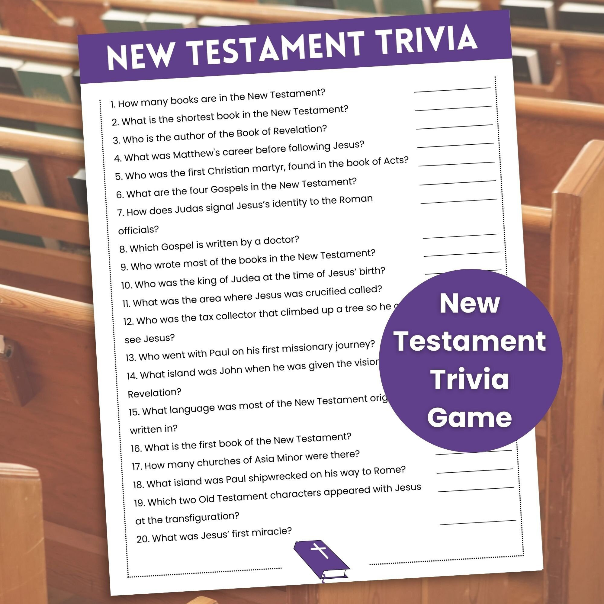 New Testament Bible Trivia Game, Bible Game for Adults, Bible Game for ...