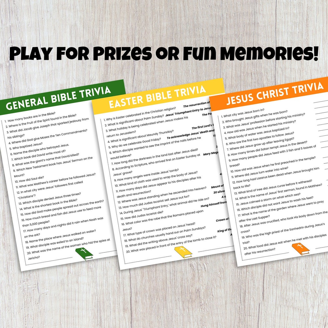 Bible Trivia Games Bundle, New Testament Trivia, Old Testament Trivia ...