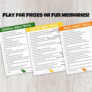 Bible Trivia Games Bundle, New Testament Trivia, Old Testament Trivia ...
