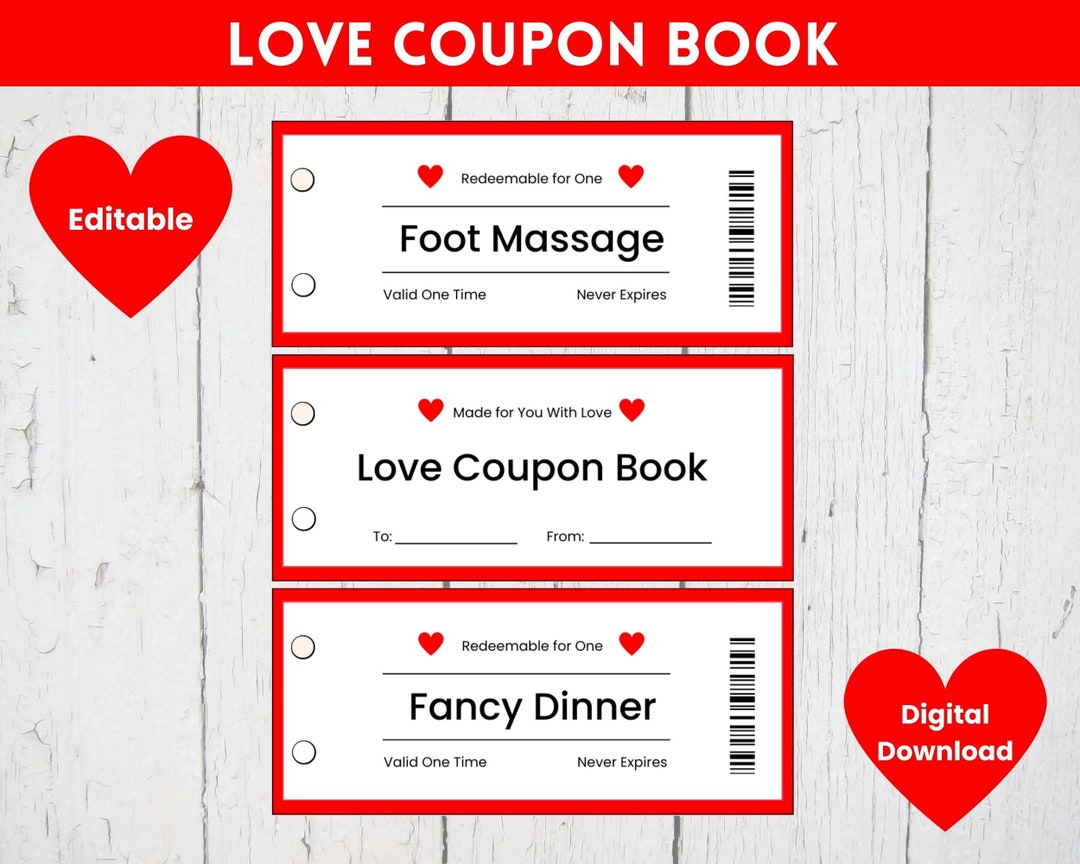 Love Coupon Book for Him Printable Coupon Book for Her - Etsy