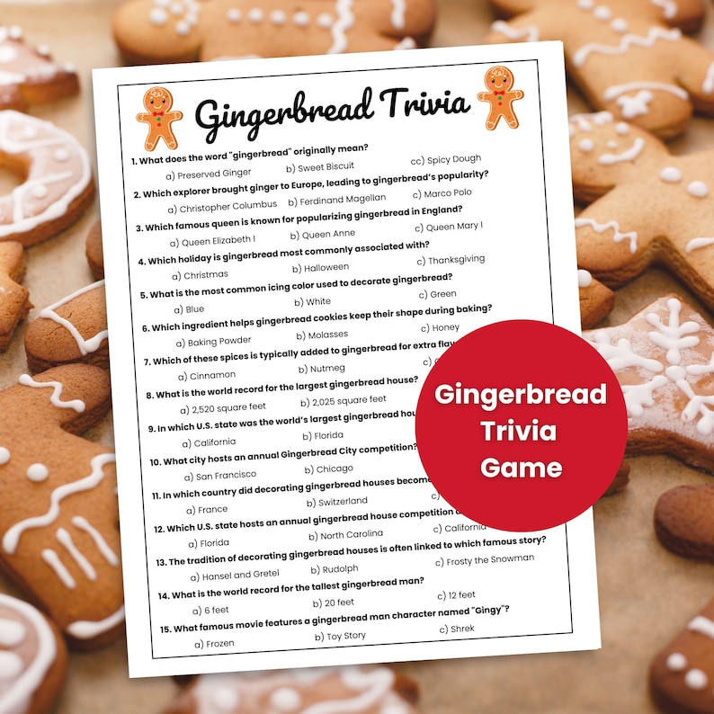 Gingerbread Trivia Game, Gingerbread Games, Christmas Trivia Game ...