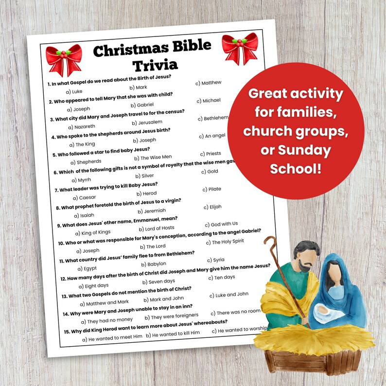 Christian Christmas Bible Trivia, Bible Trivia Quiz, Sunday School ...