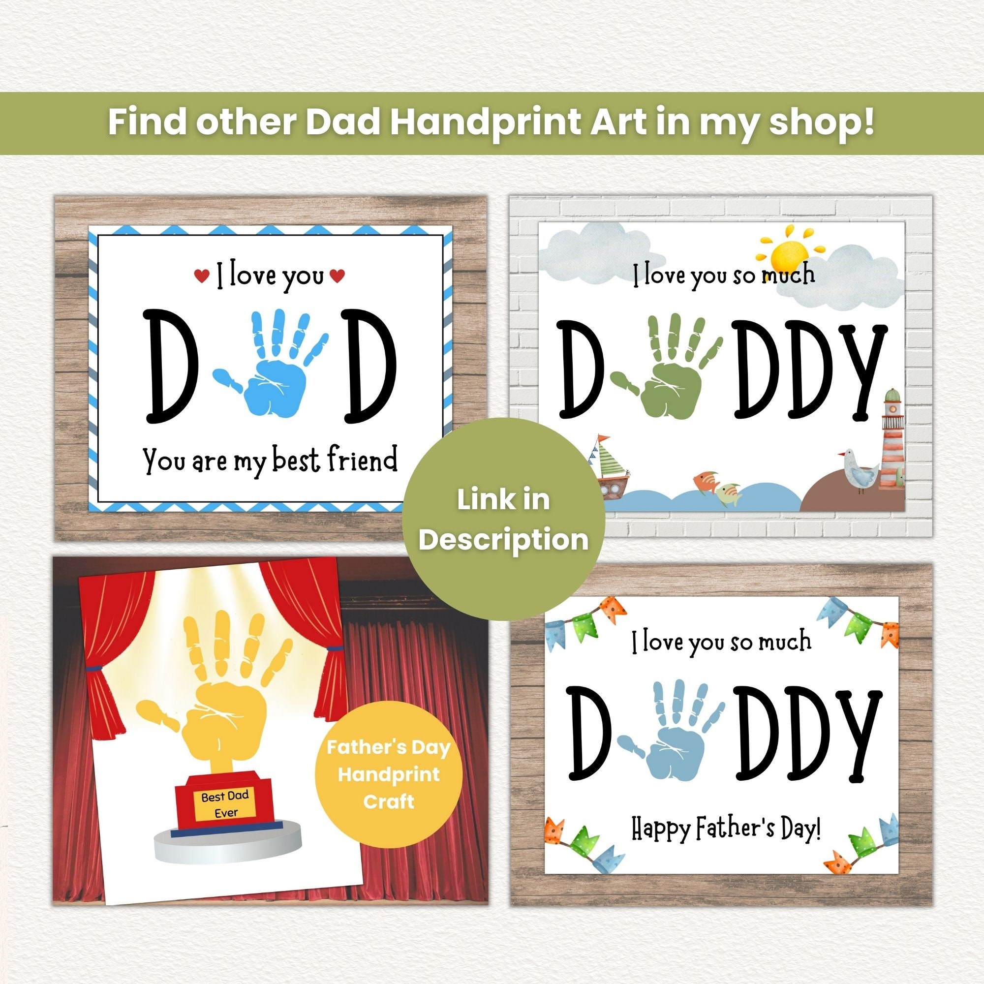 I Love You Daddy Handprint Art With Sailboat, Fathers Day Handprint ...