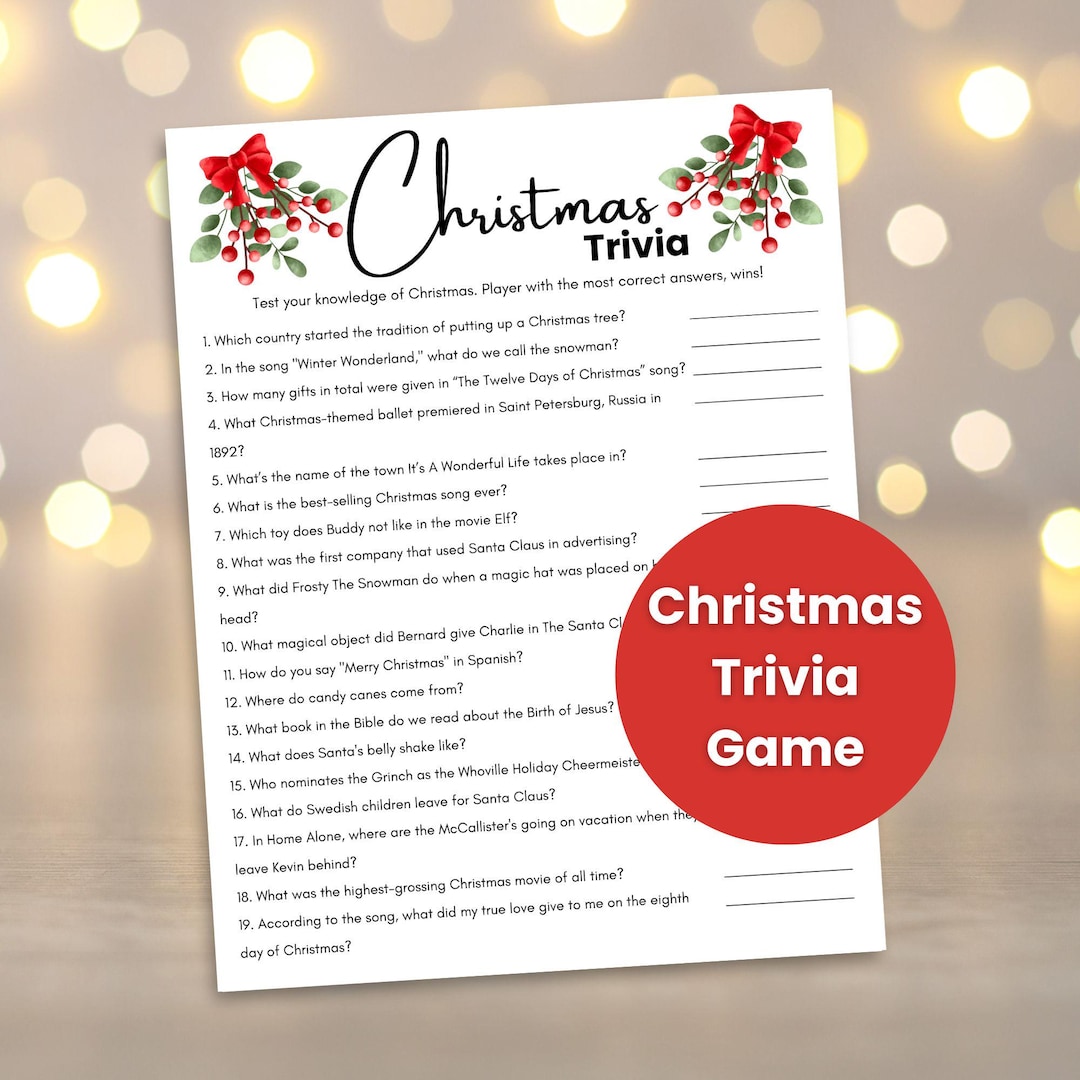 Christmas Trivia Game, Holiday Trivia Game, Winter Trivia, Holiday ...