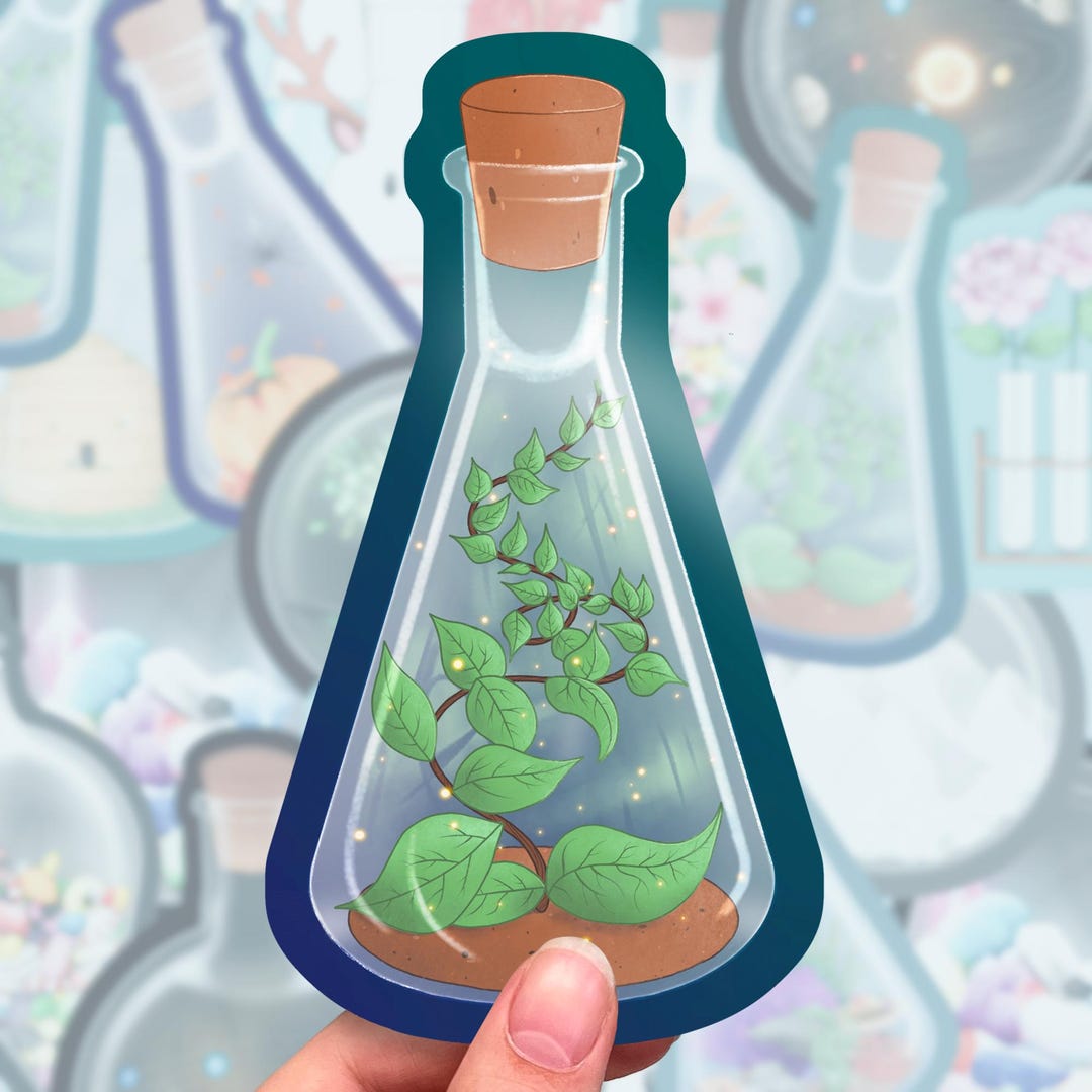 Conical Flask Plant Sticker Vinyl Sticker Science Sticker - Etsy