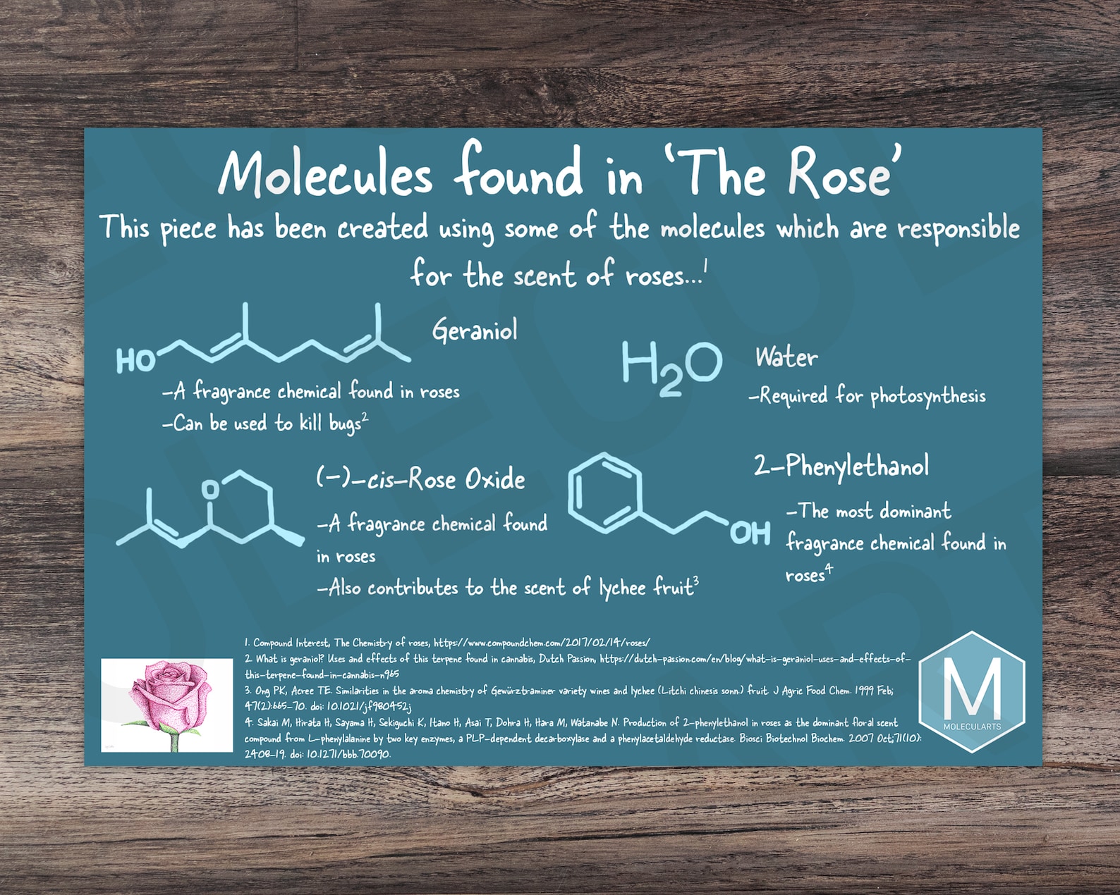 The Rose Molecule Art Print Poster Science Chemistry - Etsy