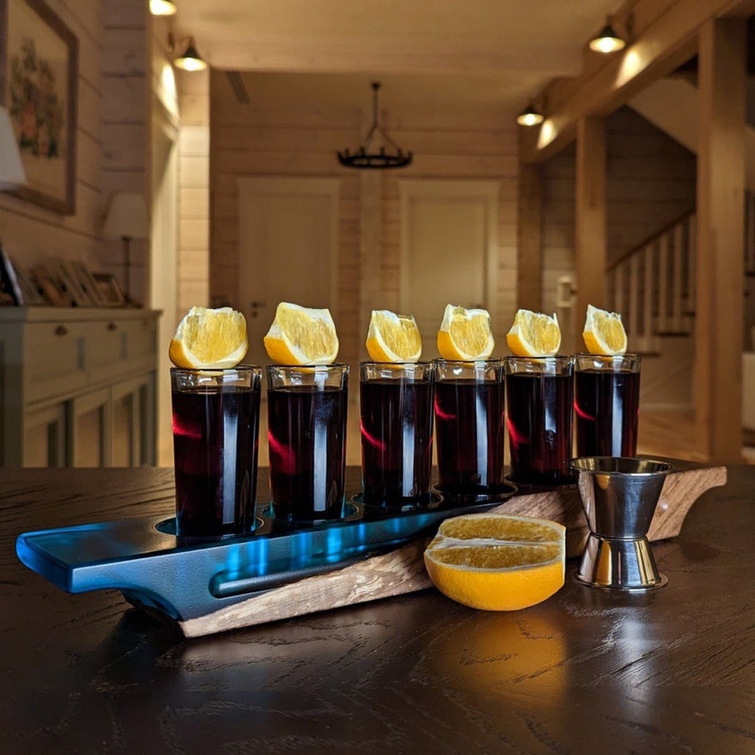Set Tequila Epoxy Board With Glasses, Tequila Party Board for 6 Persons ...