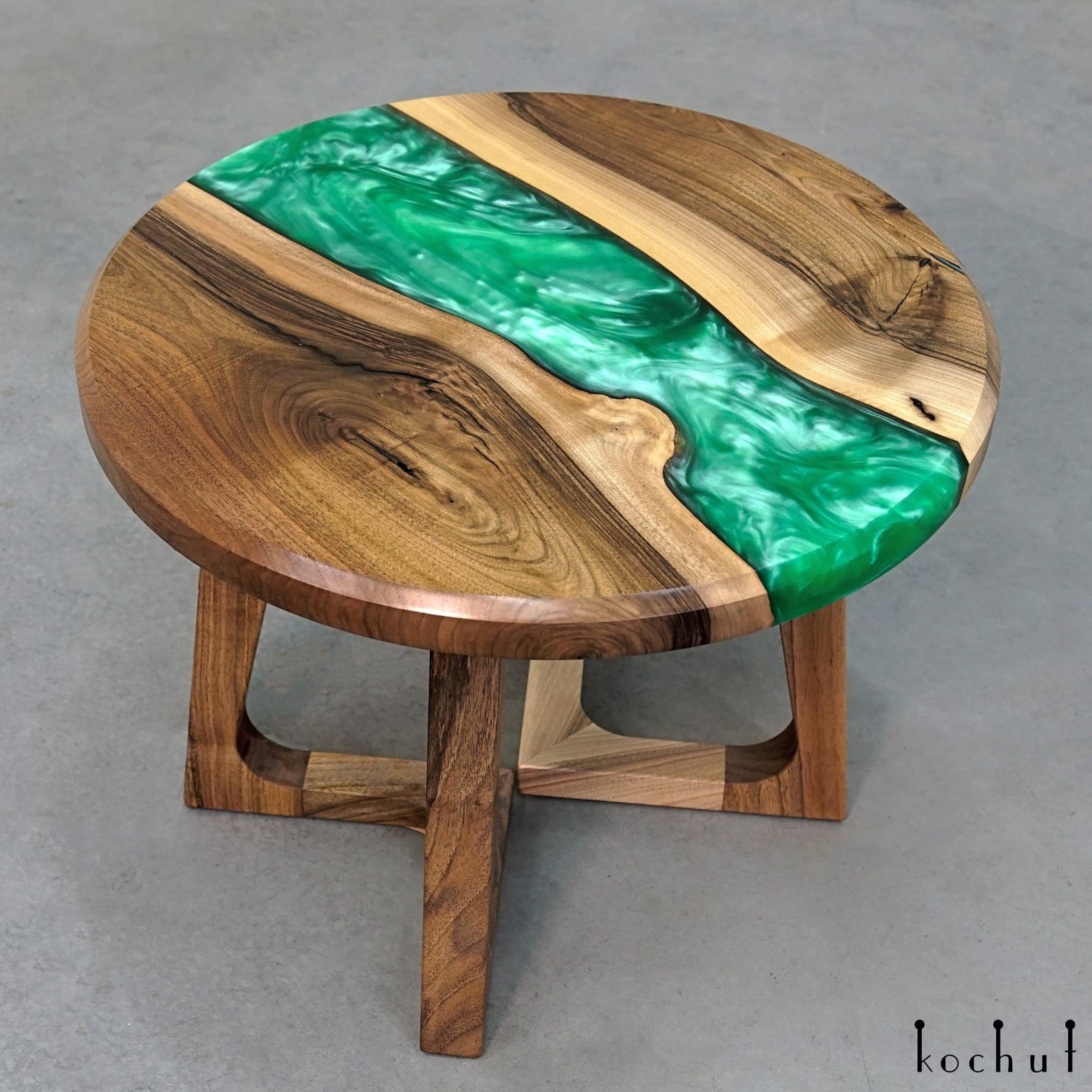Small Epoxy Coffee Table for Office, Resin Round Table, Live Edge Side ...