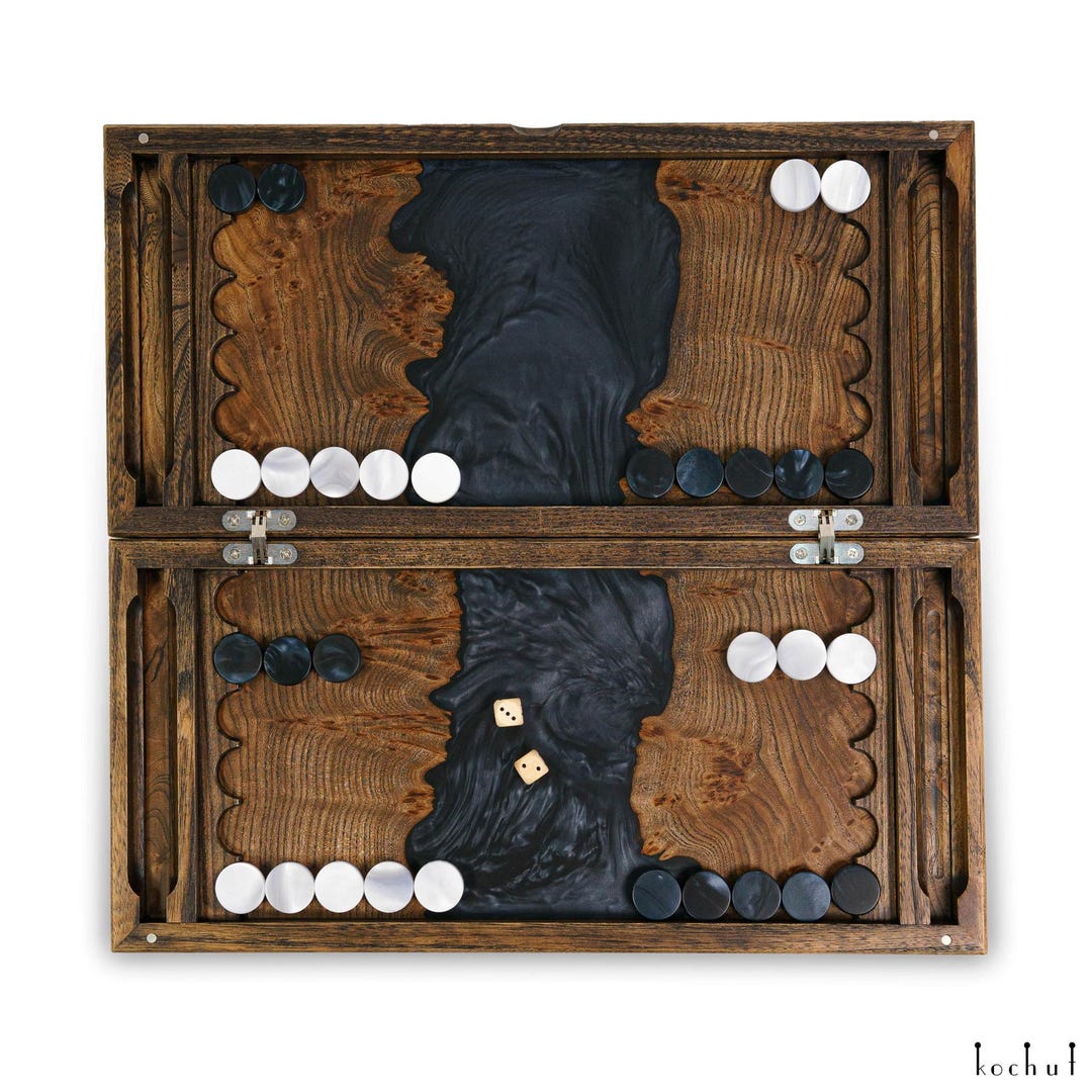 Epoxy Resin Backgammon Board, Custom Board Game Set, Wooden Table Top ...