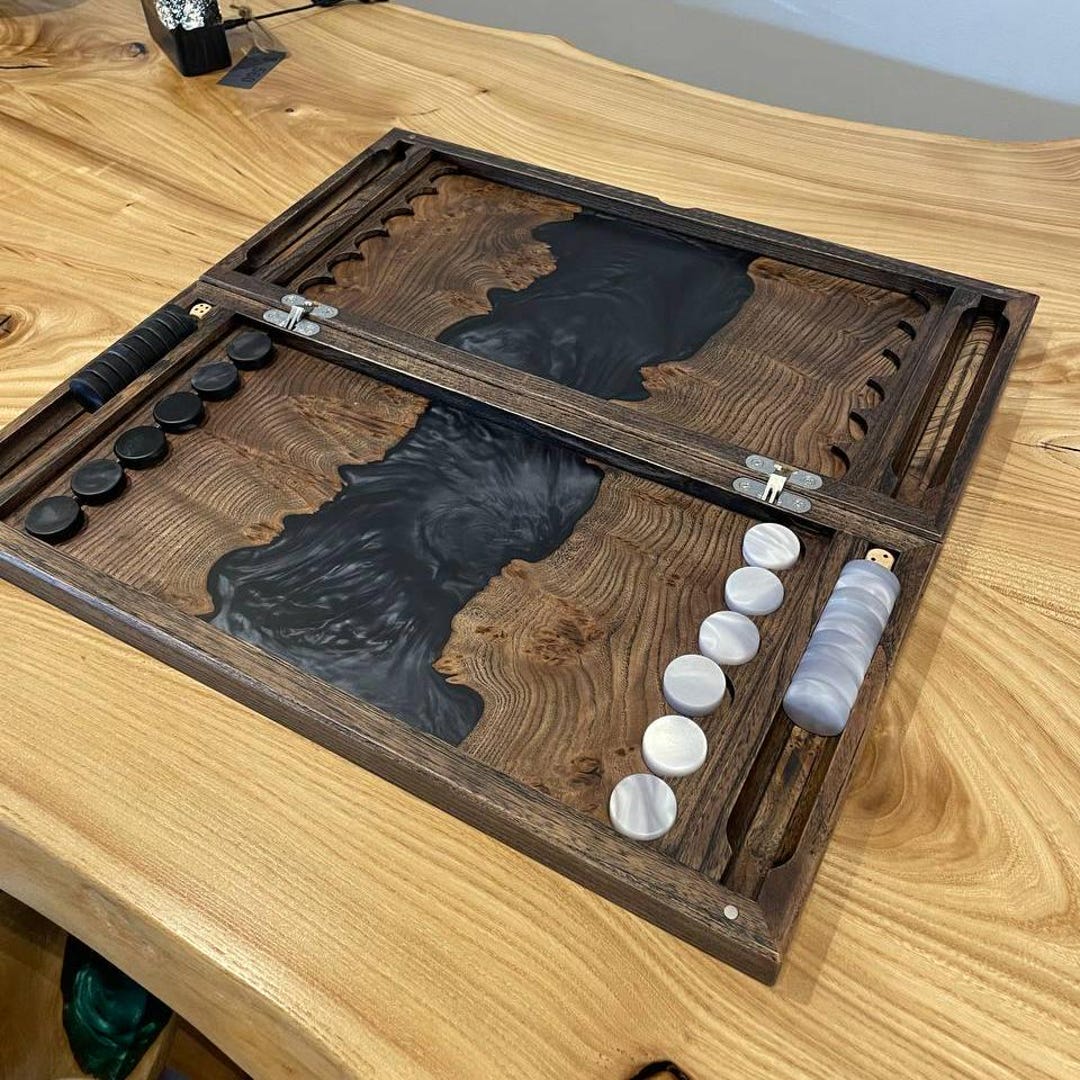 Luxury Black Epoxy Backgammon Set, Resin Game Board for Collectors ...